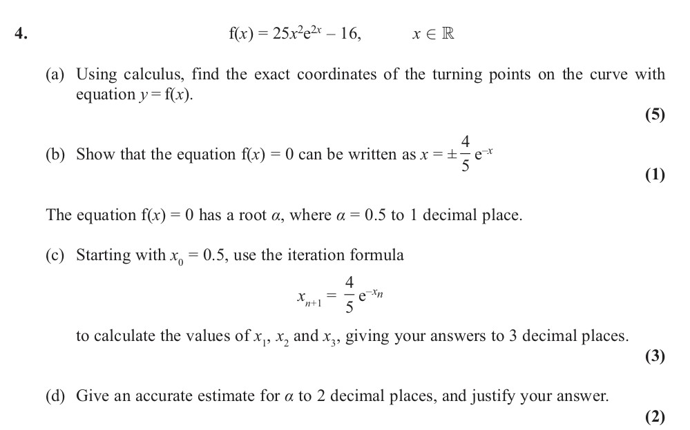 A-Level Edexcel Maths Pure Trigonometric Functions: 4. (a) Using calculus, find the